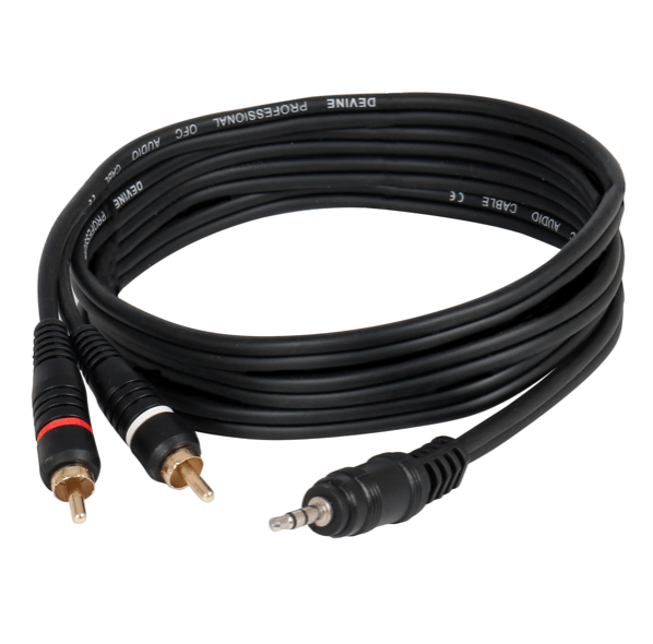 Audiokabel: 2x RCA / Tulp - 1x 3.5mm Jack 1.5m - Silentdiscokopen.nl